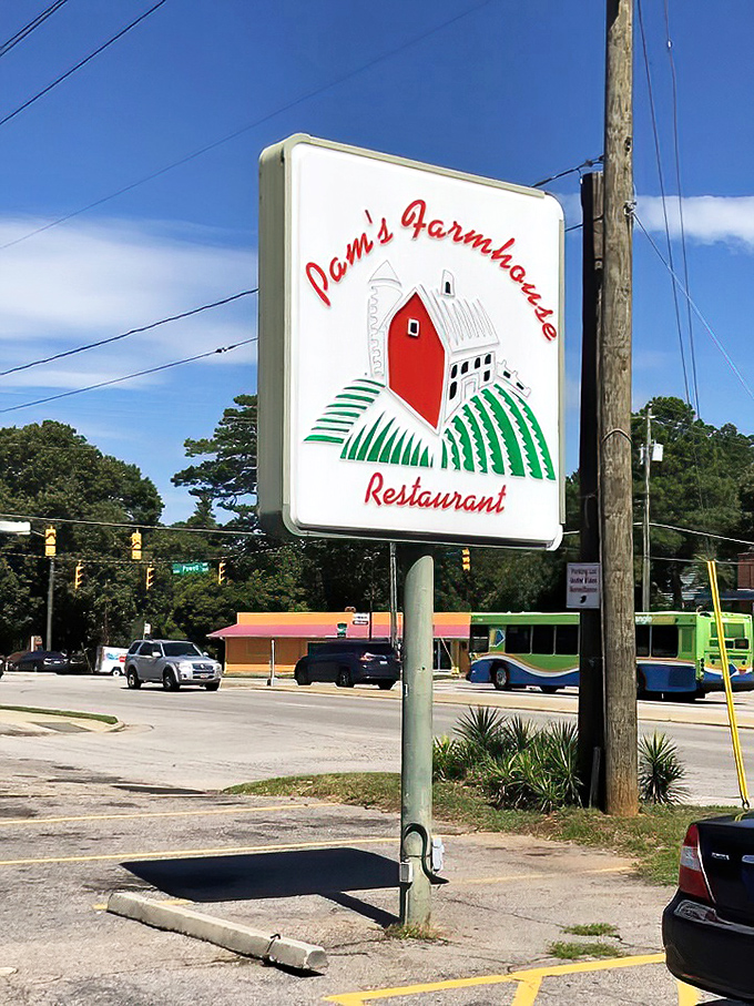That red barn logo tells you everything: real farm food served with genuine care.