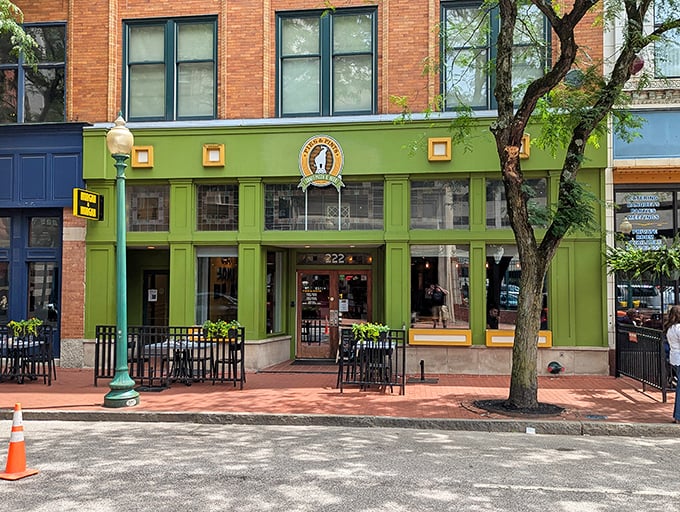 Downtown charm meets pizza innovation at this location where the brick sidewalk leads to flavor combinations you never knew you needed.