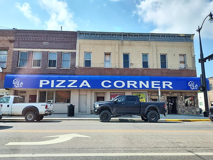 That bright blue sign has been calling hungry families to great pizza for years in downtown Valley City. 