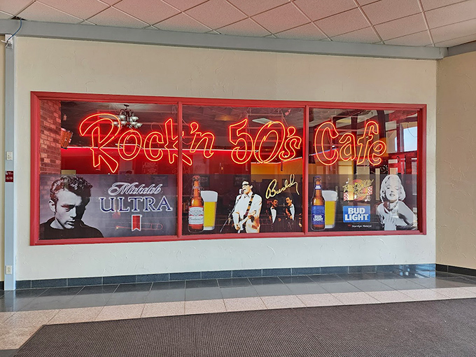 The neon glow and vintage styling promise milkshakes thick enough to stand a spoon in perfectly.