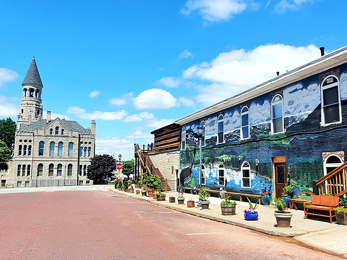 Downtown Salem blends history with small-town charm &ndash; that mural adds a splash of artistic flair to the historic streetscape.