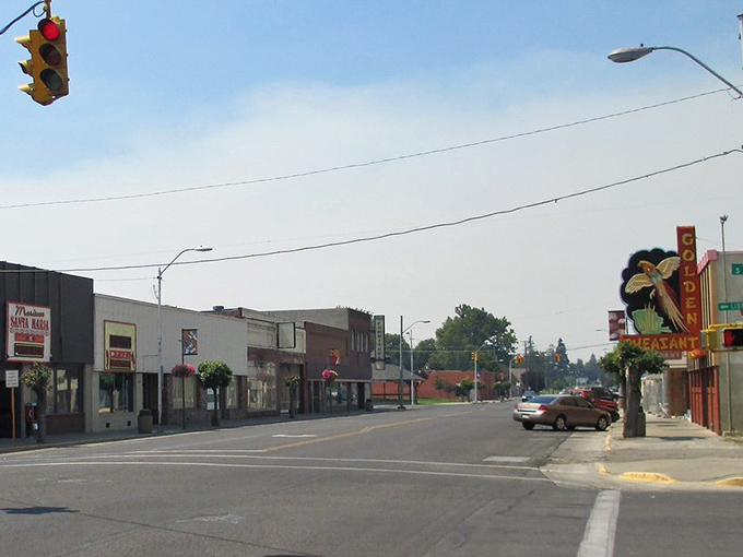 The Pheasant Cafe sign hints at Sunnyside's simple pleasures and affordable dining. Where your Social Security check might cover dinner AND dessert!