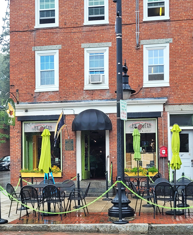 Brick buildings and outdoor dining tables - sometimes the simplest combinations create the most inviting breakfast experiences.