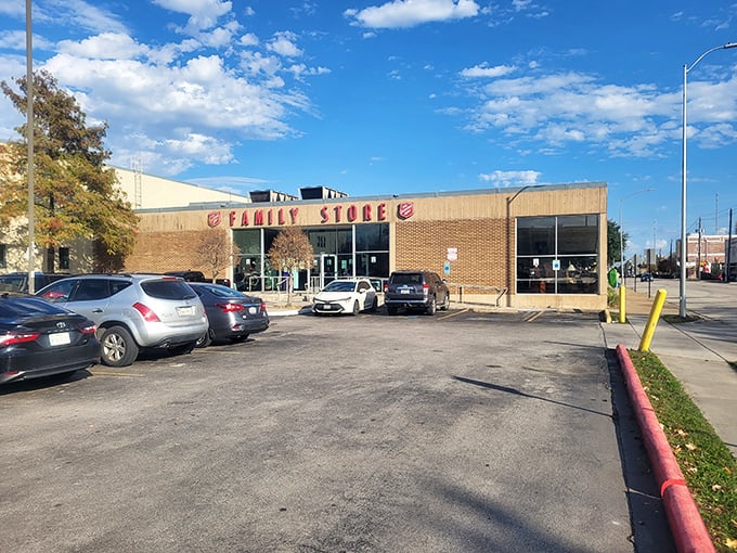 Simple brick exterior, extraordinary finds within. The Salvation Army store is the Clark Kent of thrift shops!