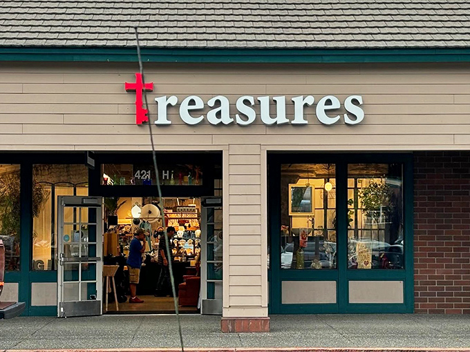 The welcoming entrance to Treasures in Heaven is like the cover of a good book&mdash;promising interesting stories within each carefully selected item.
