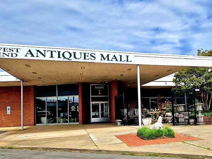 Architectural simplicity outside, antique wonderland inside! West End's canopy welcomes you to a world where every era lives on.