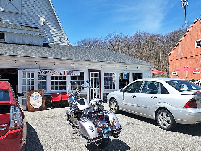 Rustic charm with parking to match. This converted barn houses generations of treasures just waiting for their forever homes.