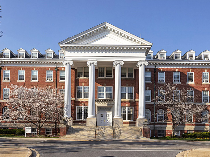 Hood College's Alumnae Hall stands like an academic fortress where knowledge comes wrapped in architectural elegance.