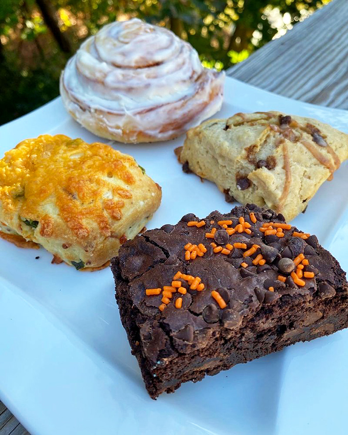 A plate of baked goods that makes you realize why "death by chocolate" isn't just an expression—it's a delicious possibility.