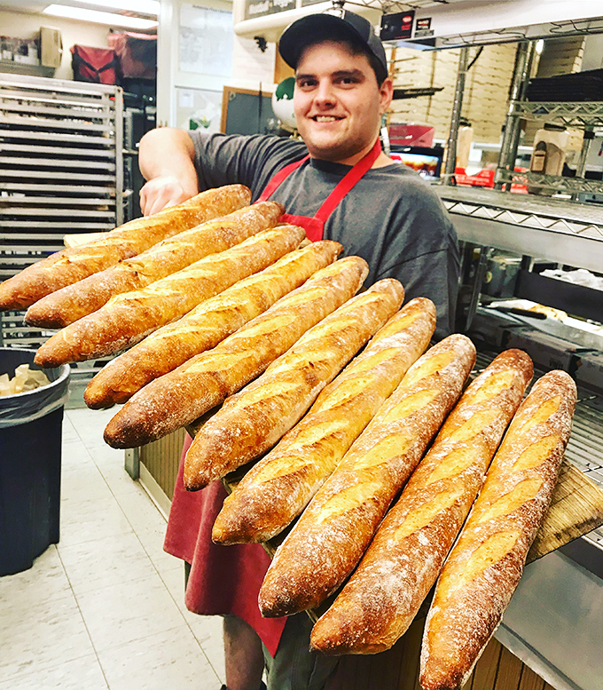 Fresh-baked baguettes with that crackling crust that makes a satisfying symphony when you tear into them.