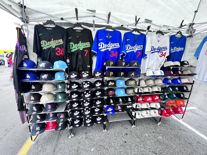 Dodger blue dominates this sports fan's paradise. LA's baseball devotees can gear up from head to toe without striking out their budget.