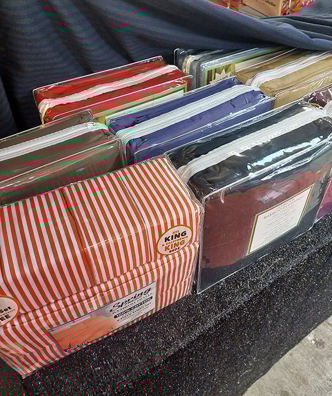 Fresh linens still in their packaging &ndash; because nothing says "adulting achievement unlocked" like new bedsheets with hospital corners.