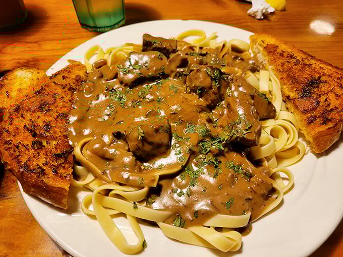 Stroganoff that would make a Russian czar weep with joy &ndash; tender beef and mushrooms lounging in creamy sauce atop pasta that's cooked just right.