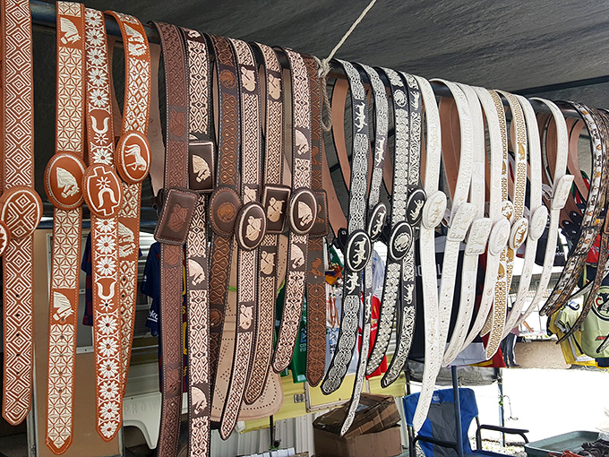 Belt bonanza! These handcrafted leather beauties with intricate designs ensure your pants stay up with style points to spare.