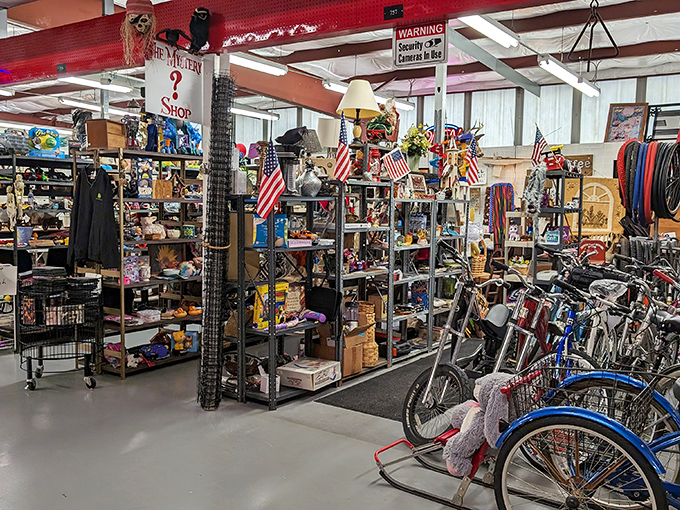 Bicycles and Americana collide in this corner of nostalgia heaven. One person's garage clutter becomes another's time machine back to childhood summers.