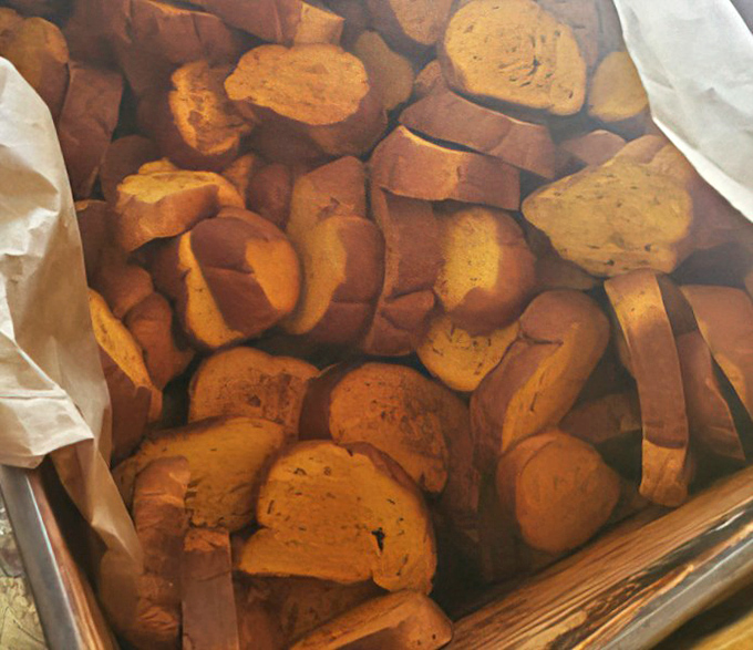 These biscotti look like they've been working out&mdash;dense, tan, and ready to take the plunge into your coffee.