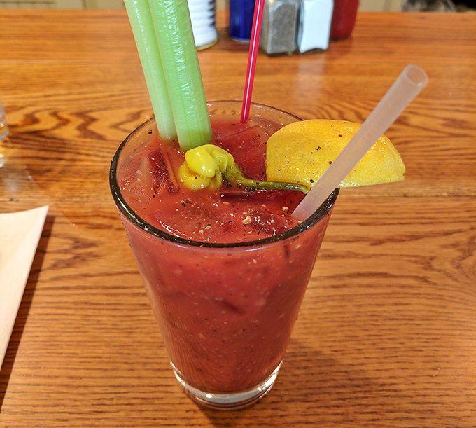 A Bloody Mary that's practically a meal unto itself. That celery stalk isn't just garnish&mdash;it's the world's most delicious stirring stick.