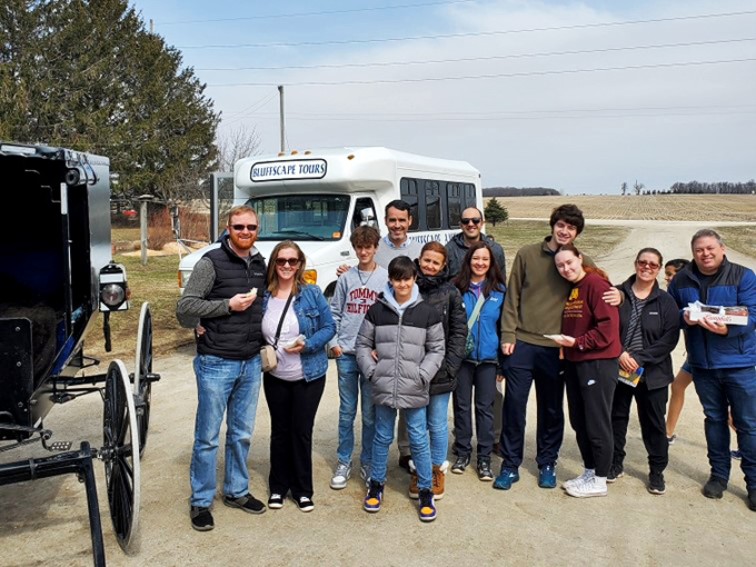 Amish Tours gather folks seeking simplicity while ironically arriving in vehicles with Bluetooth capability. The juxtaposition is delicious as homemade pie.