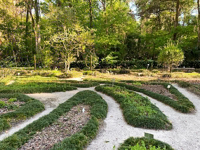 Another view of the labyrinth garden shows its intricate pathways. Getting lost has never been so beautifully intentional.