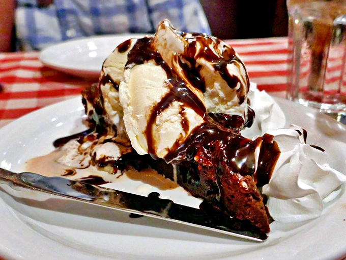 Chocolate brownie &agrave; la mode: where hot meets cold in a dessert showdown that everybody wins. The perfect sweet finale to a meaty epic.