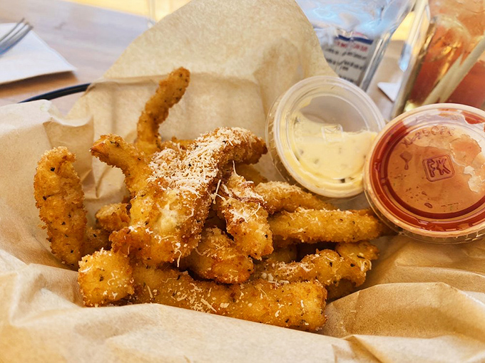 Parmesan-dusted calamari strips that shatter with each bite. Forget rubbery rings&mdash;this is calamari that deserves a standing ovation.