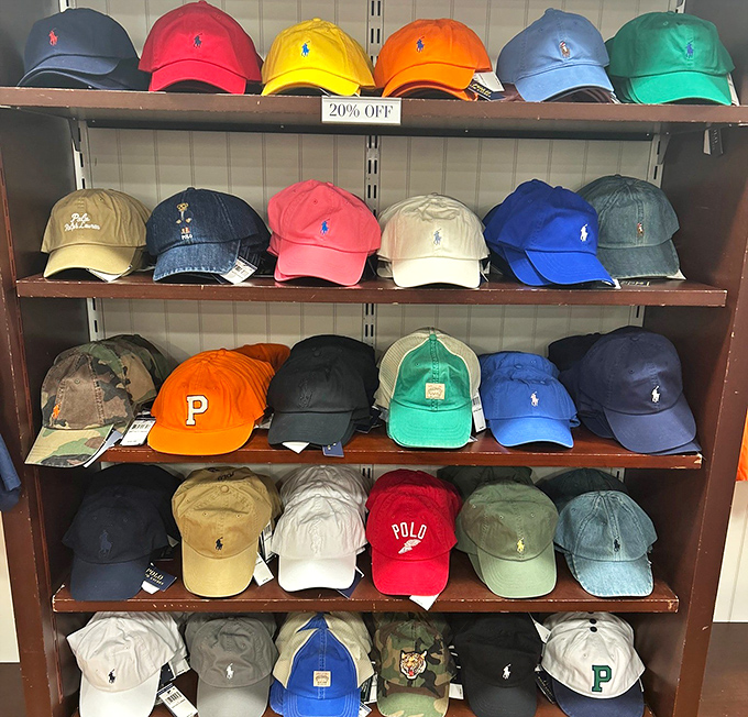 Polo caps in every color imaginable, because apparently one baseball hat just isn't enough for a well-rounded wardrobe anymore.