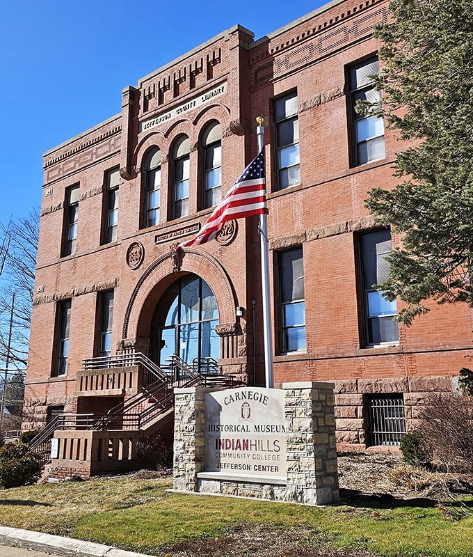 History lives within these walls &ndash; the Carnegie Historical Museum preserves Fairfield's past while the American flag reminds visitors of the town's patriotic heart.
