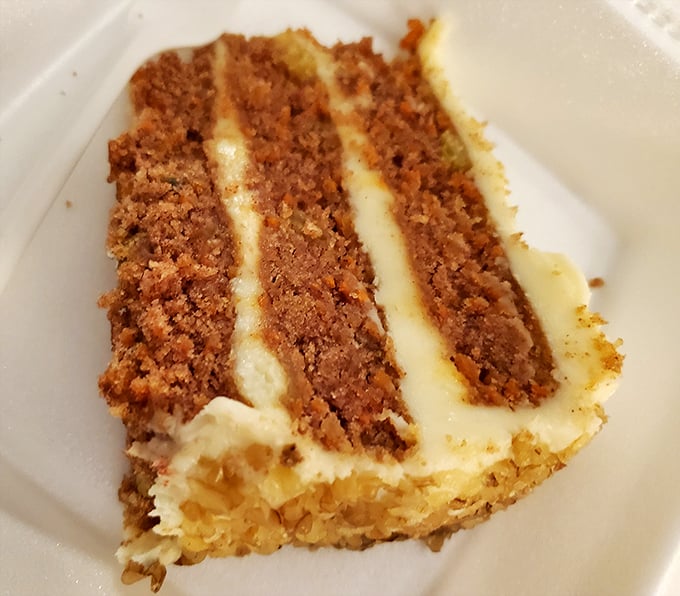 Carrot cake that somehow manages to convince you it's practically a vegetable. The cream cheese frosting? Just a bonus health benefit.