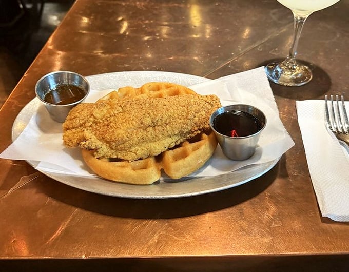 Chicken and waffles: the breakfast-dinner mashup that proves some of the best relationships are unexpected ones. Sweet meets savory in harmony.