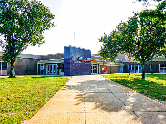 Cecil S. Collins Elementary School welcomes young minds with its classic brick fa&ccedil;ade and sprawling green lawn&mdash;education with room to grow.
