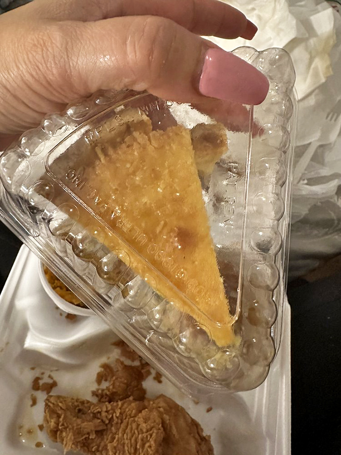 Chess pie looking like sweet Southern sunshine captured in a plastic container &ndash; portable happiness at its finest.