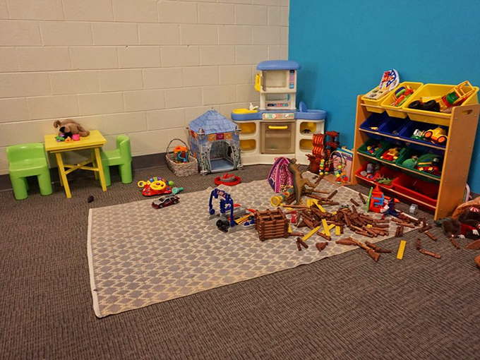 Shopping with kids? This thoughtful play area means you can hunt for bargains while the little ones build empires.