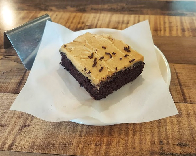 This chocolate brownie with peanut butter frosting isn't just dessert—it's therapy without the hourly rate. Simple, perfect, and absolutely necessary.