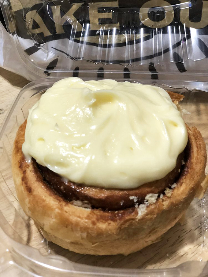 A cinnamon roll wearing its cream cheese frosting like a crown. Not all heroes wear capes&mdash;some wear icing.