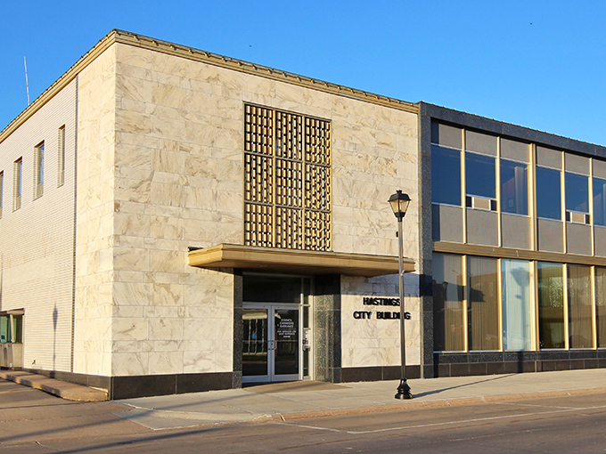 Hastings' City Building showcases mid-century modern design that would make architecture buffs swoon. Municipal services with a side of style.