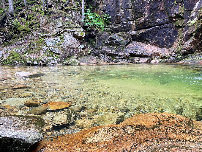 Nature's infinity pool. Crystal clear water reveals every pebble and stone beneath, a transparency social media influencers can only dream of achieving.