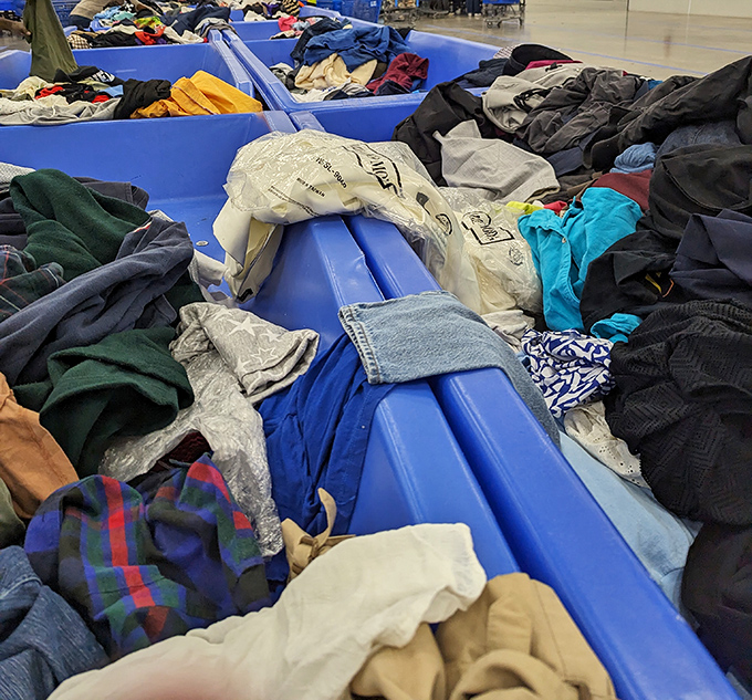 The textile rainbow stretches as far as the eye can see&mdash;each bin a potential goldmine of cashmere, cotton, and everything in between.