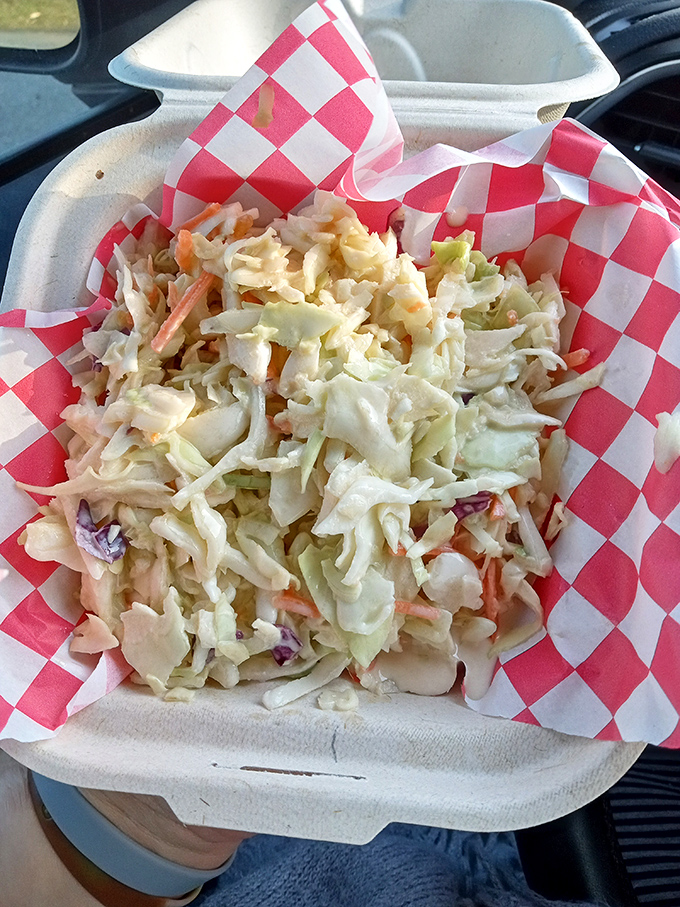 Coleslaw that knows its role &ndash; cooling, crunchy counterpoint to all that magnificent meat-based intensity.