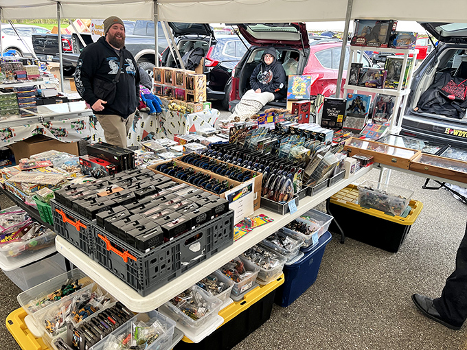 Action figures, collectibles, and childhood memories meticulously organized by vendors who speak the secret language of collectors.