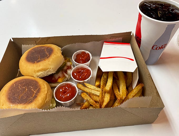 The combo meal box at Al's&mdash;where cardboard becomes a treasure chest holding the kind of simple pleasures that expensive restaurants try desperately to recreate.