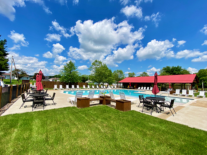A swimming pool in small-town Ohio somehow looks more inviting than any resort infinity pool. Maybe it's the absence of influencers taking selfies.