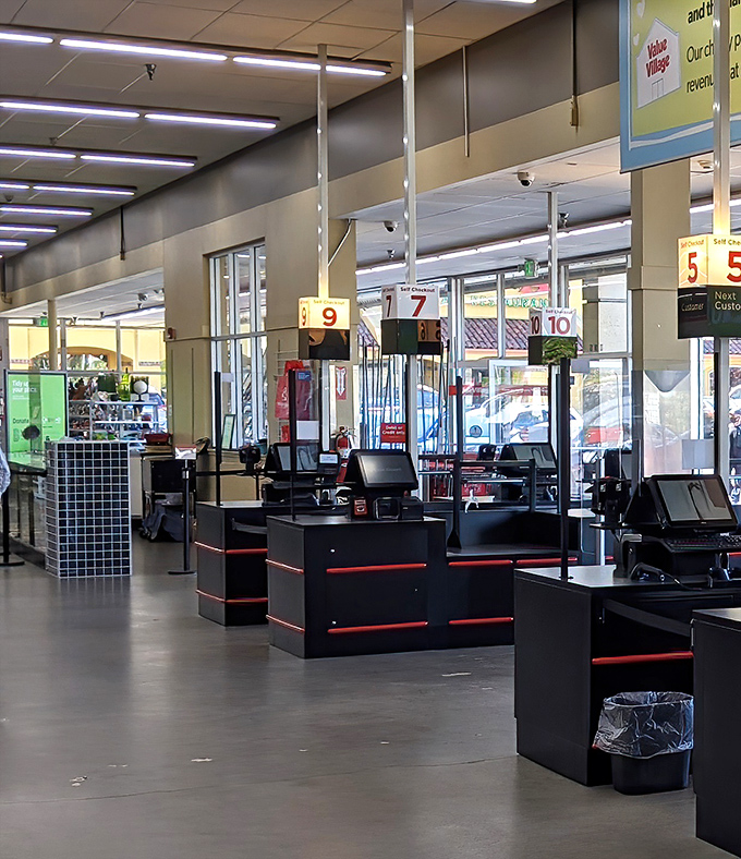 The final frontier before freedom! Value Village's checkout area efficiently processes the day's discoveries, sending treasures home with their new owners.