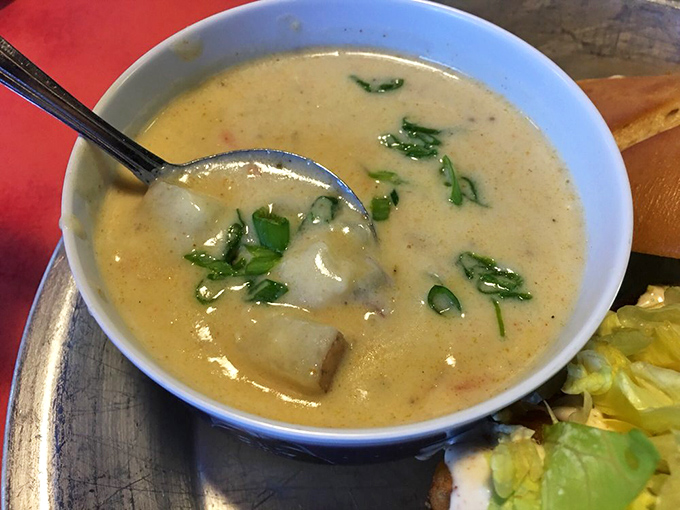 This creamy soup isn't just food&mdash;it's liquid therapy with herbs floating like tiny green planets in a delicious cosmic broth.