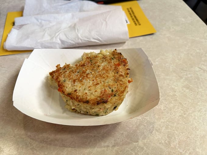 A Maryland-style crab cake that's all about the crab&mdash;golden-brown exterior giving way to sweet, delicate meat inside.