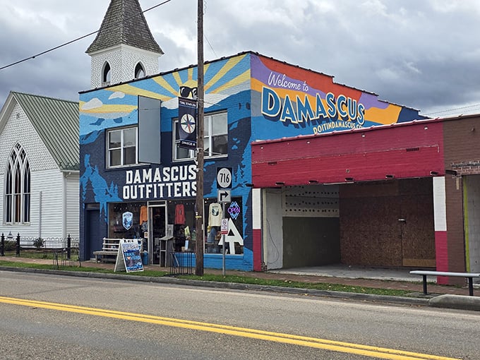 Damascus Outfitters' colorful facade is like a beacon to trail-weary travelers&mdash;"Yes, we have what you need, and yes, we understand blisters."