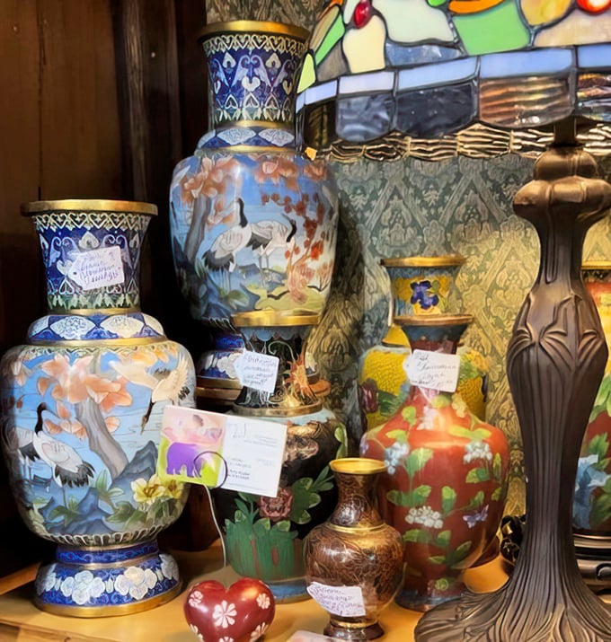 Ornate vases with crane motifs and delicate florals &ndash; the kind your grandmother would have displayed "for good" and rarely used.