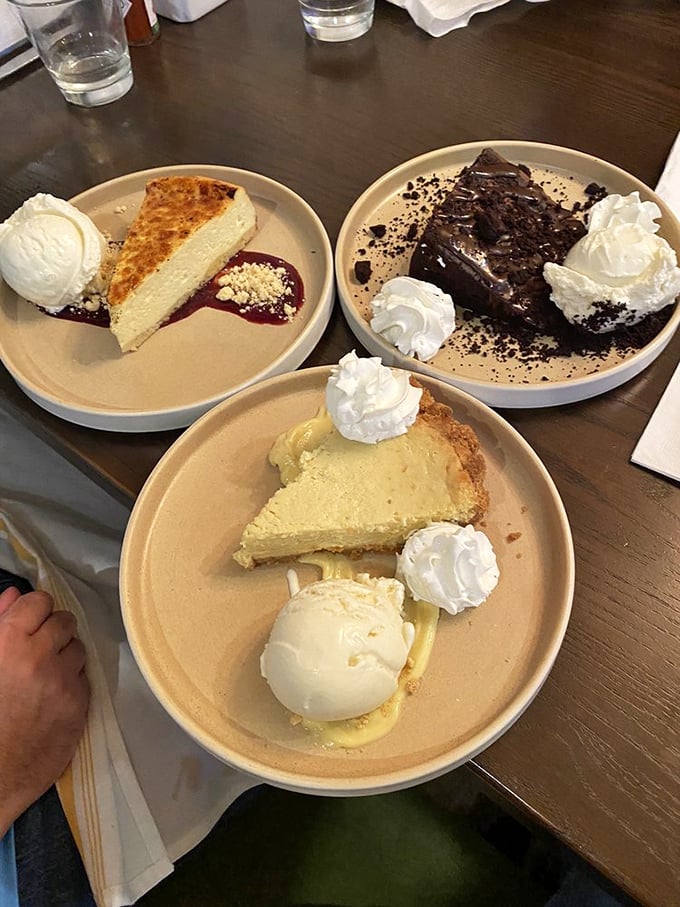 Life's big decisions: which pie to devour first? The dessert trifecta that makes dieting tomorrow's problem.