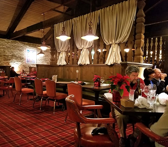 Where memories are made between bites of exceptional food. The poinsettias add festive charm to an already magical dining atmosphere.