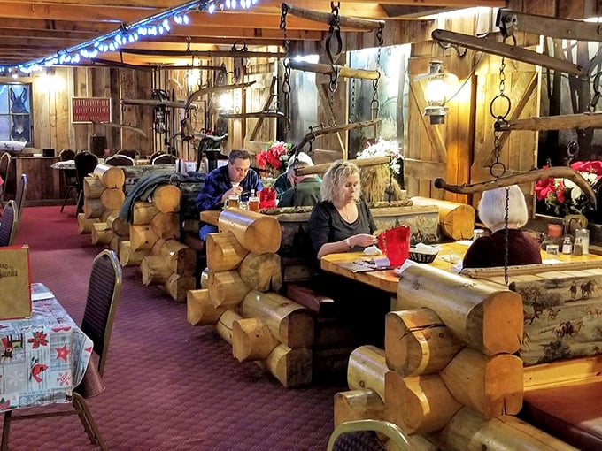 Unique log seating adds rustic charm while diners enjoy what might be Oregon's best-kept culinary secret.