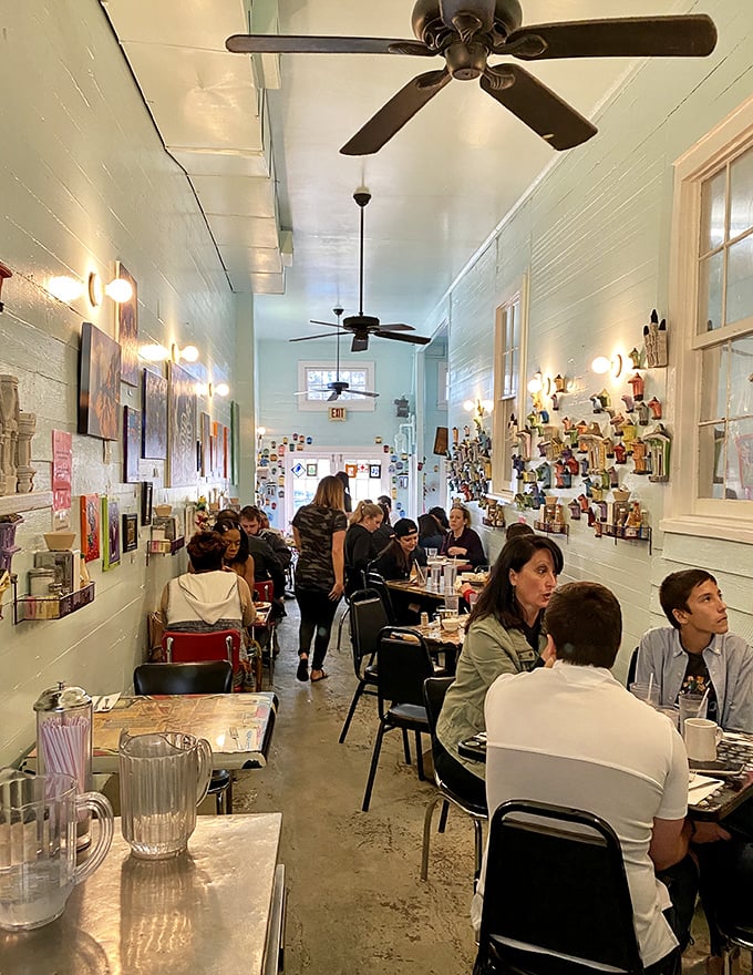 The narrow, shotgun-style dining room buzzes with conversation and the collective joy of people who know they're about to eat something extraordinary.
